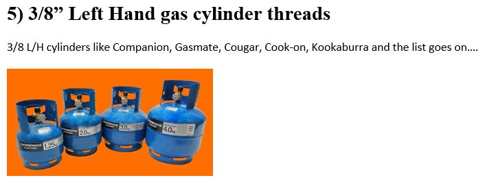 Threads & How To Identify Them | Caravan Gas Shop